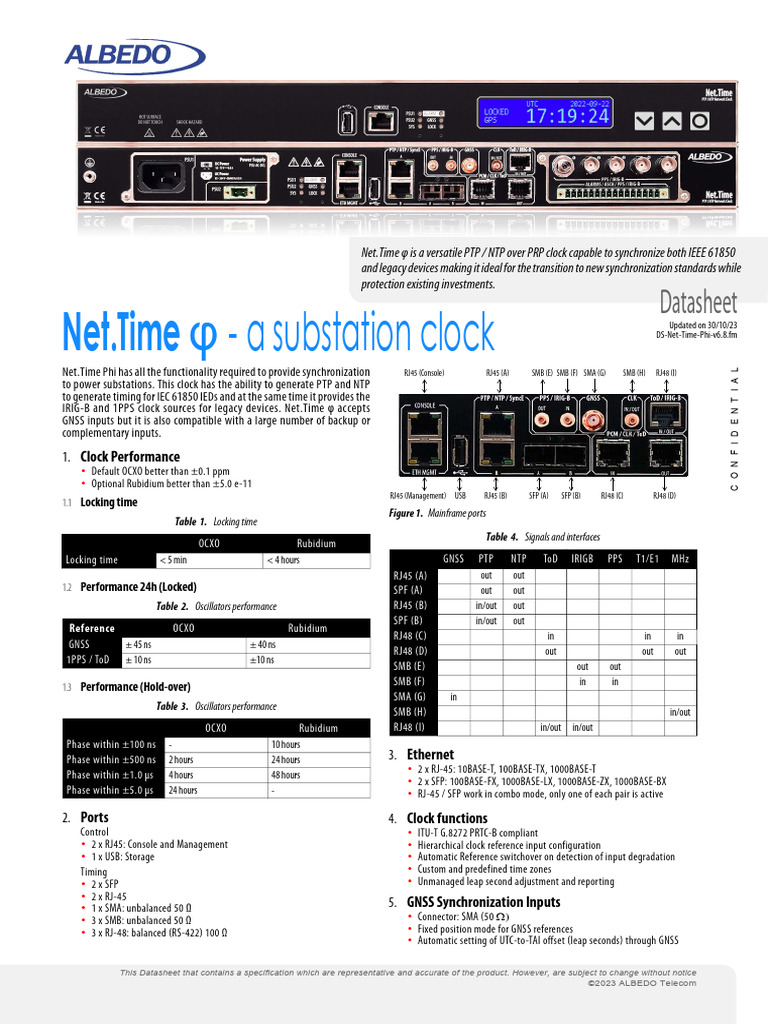 Net.Time φ Substation Clock Datasheet | PDF | Physical Layer Protocols ...
