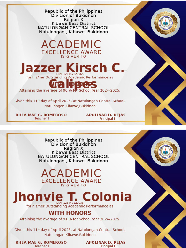 Final Certificates 2025 | PDF