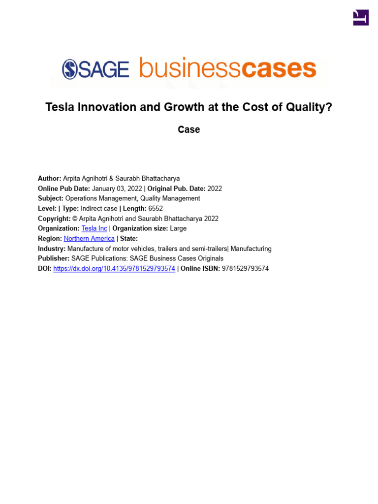 Tesla's Growth vs. Quality Challenges | PDF | Automotive Industry ...
