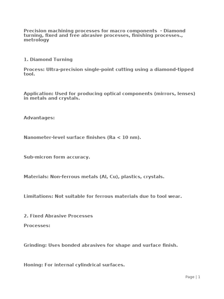 Precision Machining for Macro Components | PDF | Glass Engineering And ...