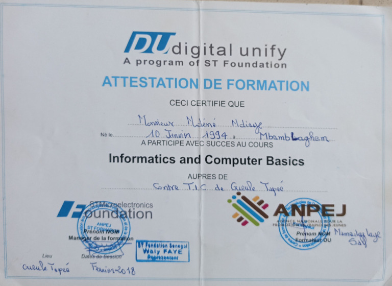 Attestation Informatique | PDF