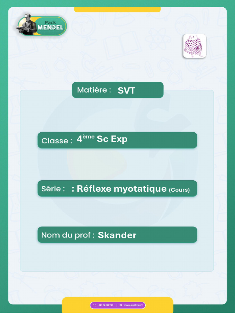 Réflexe myotatique : message nerveux et potentiel d'action | PDF ...