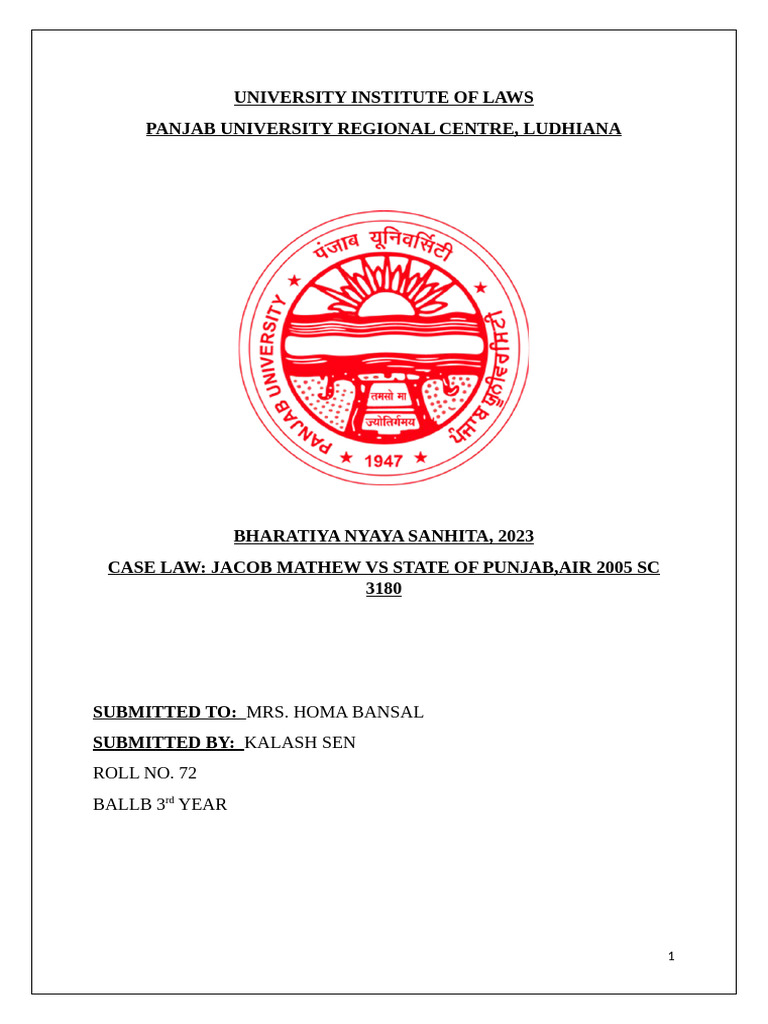 Jacob Mathew Case: Medical Negligence Analysis | PDF | Negligence ...