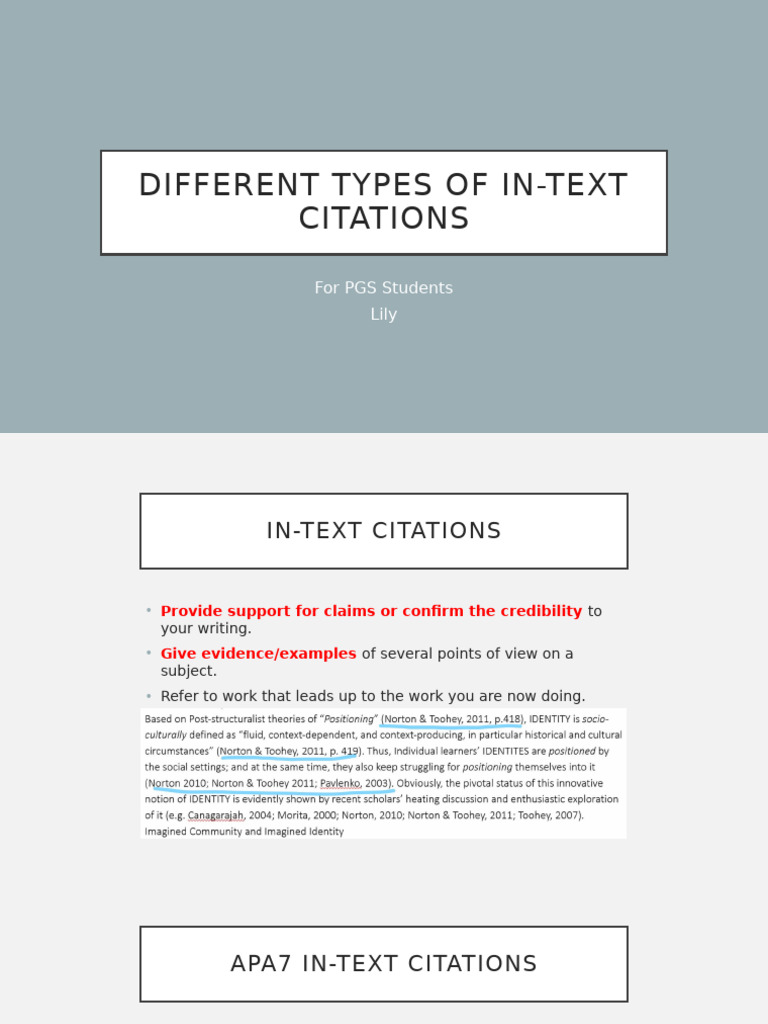 Week 5-Different Types of In-Text Citations | PDF | Citation
