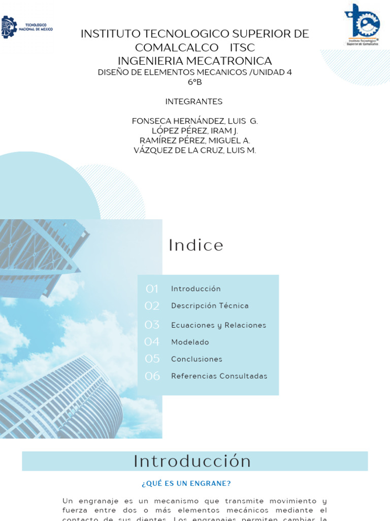 U4 - Act - 01 - Presentación de Engranajes | PDF | Engranaje | Tasas temporales