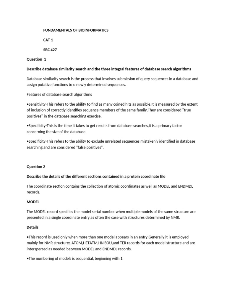 FUNDAMENTALS OF-WPS Office | PDF | Sequence Alignment | Protein Structure
