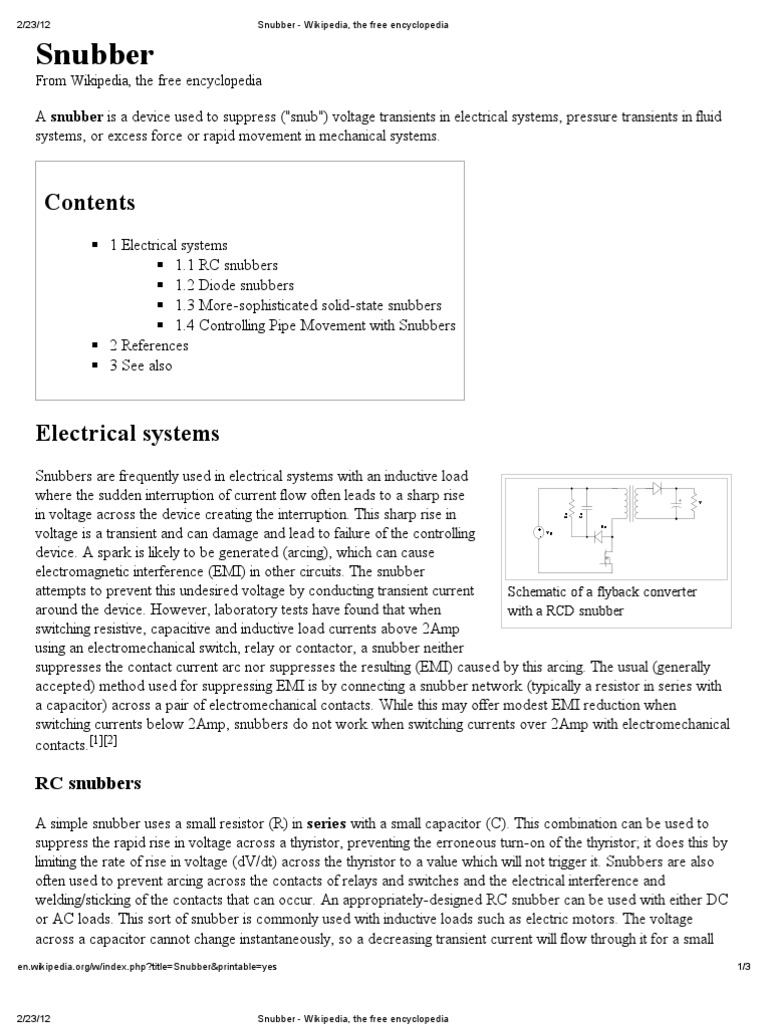Snubber Types and Applications | PDF | Electronics | Electromagnetism