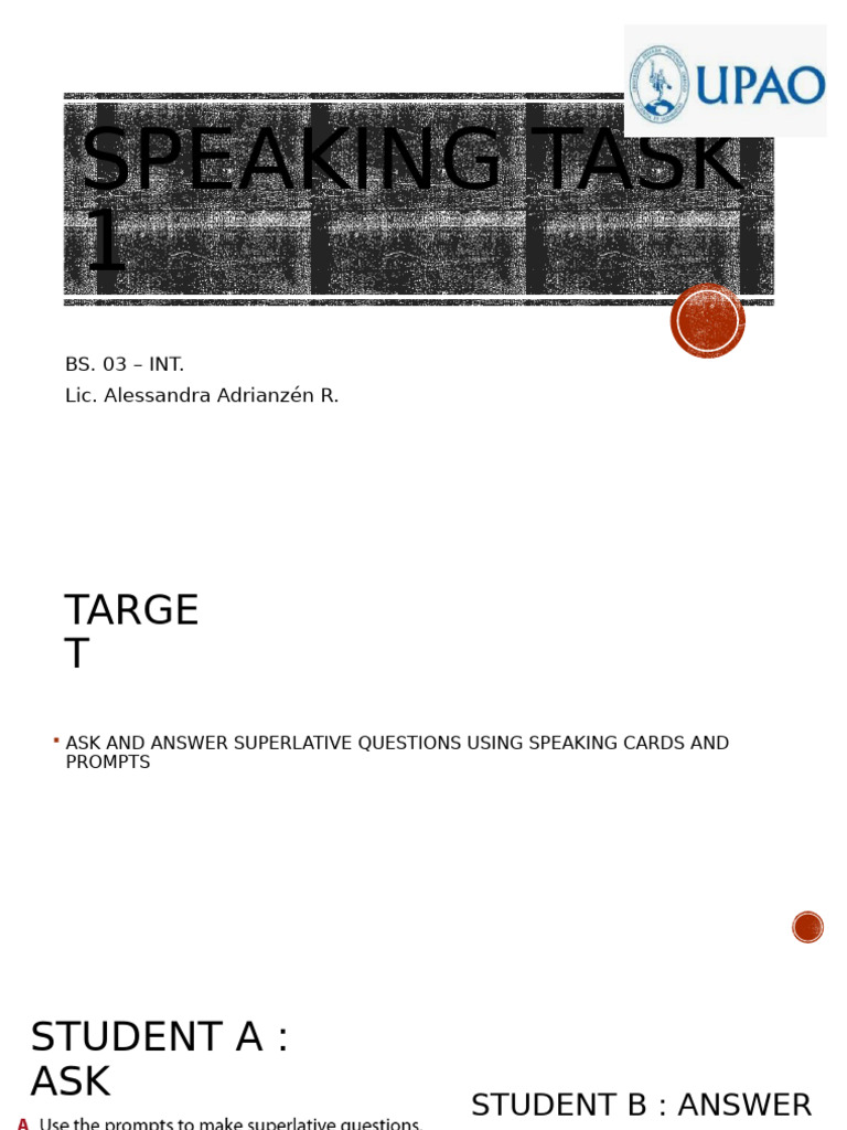 Speaking Task 1 | PDF