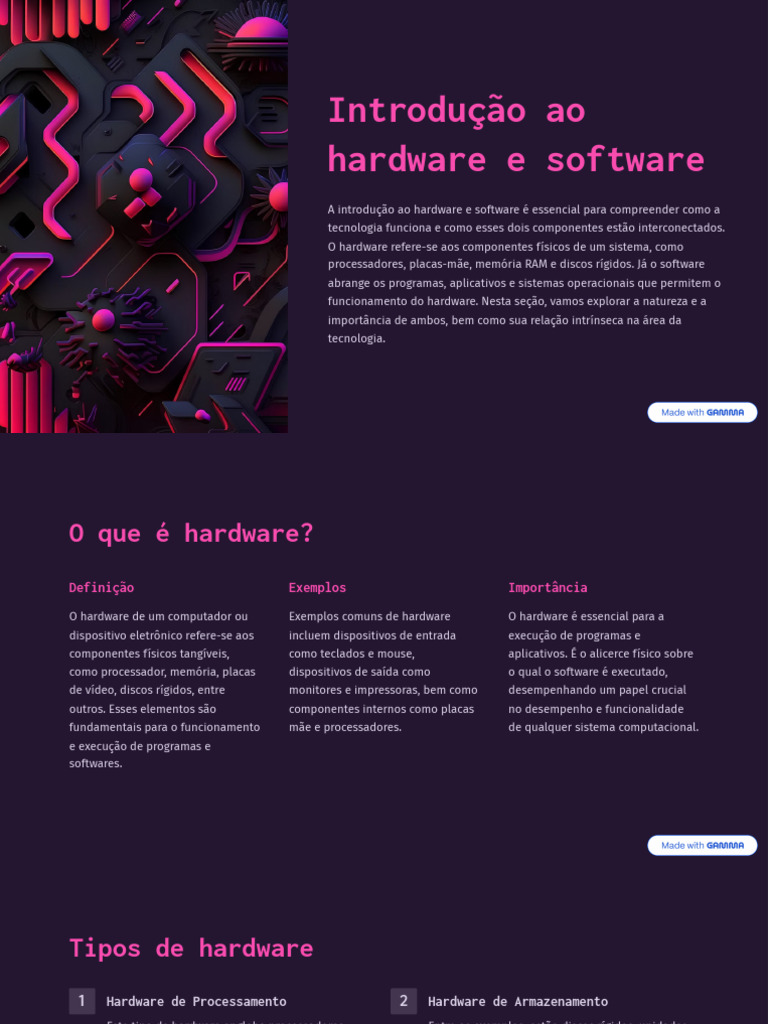 Introducao-ao-hardware-e-software | PDF | Hardware de computador | Armazenamento de dados de ...