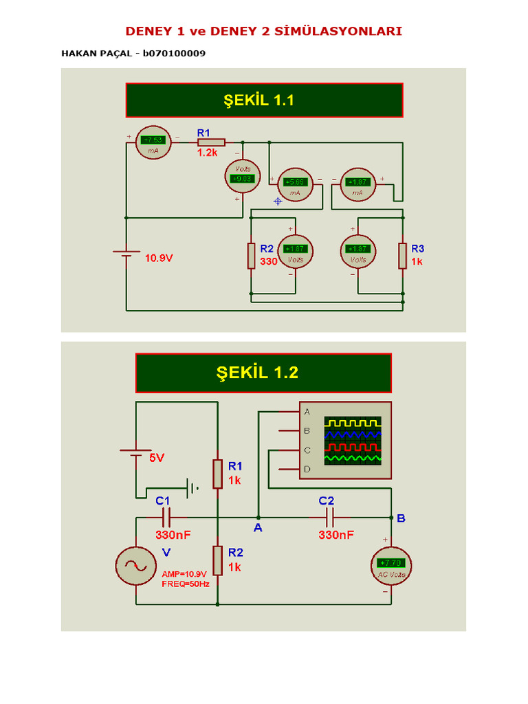 Deney 1 Ve 2 - Teori̇k Si̇mülasyonlar | PDF