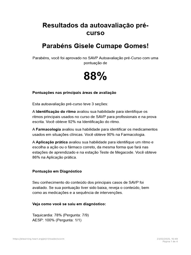 Resultados da Autoavaliação SAVP | PDF | Emergências médicas | Medicina ...