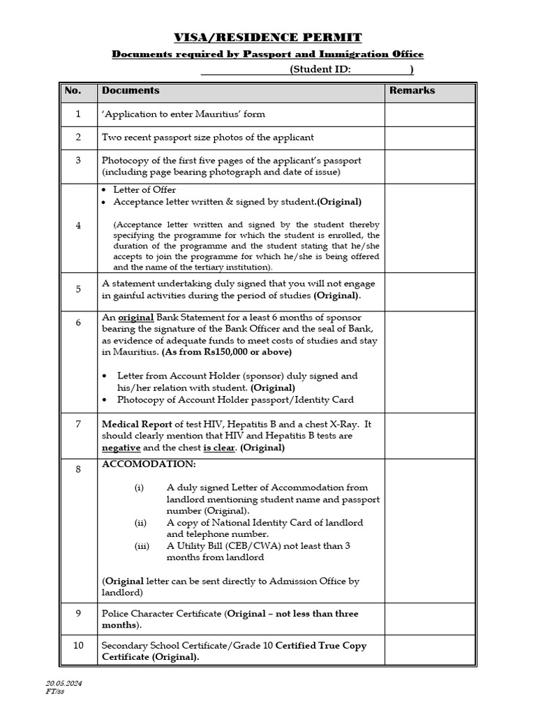Checklist Required by PIO | PDF | Identity Document | Passport