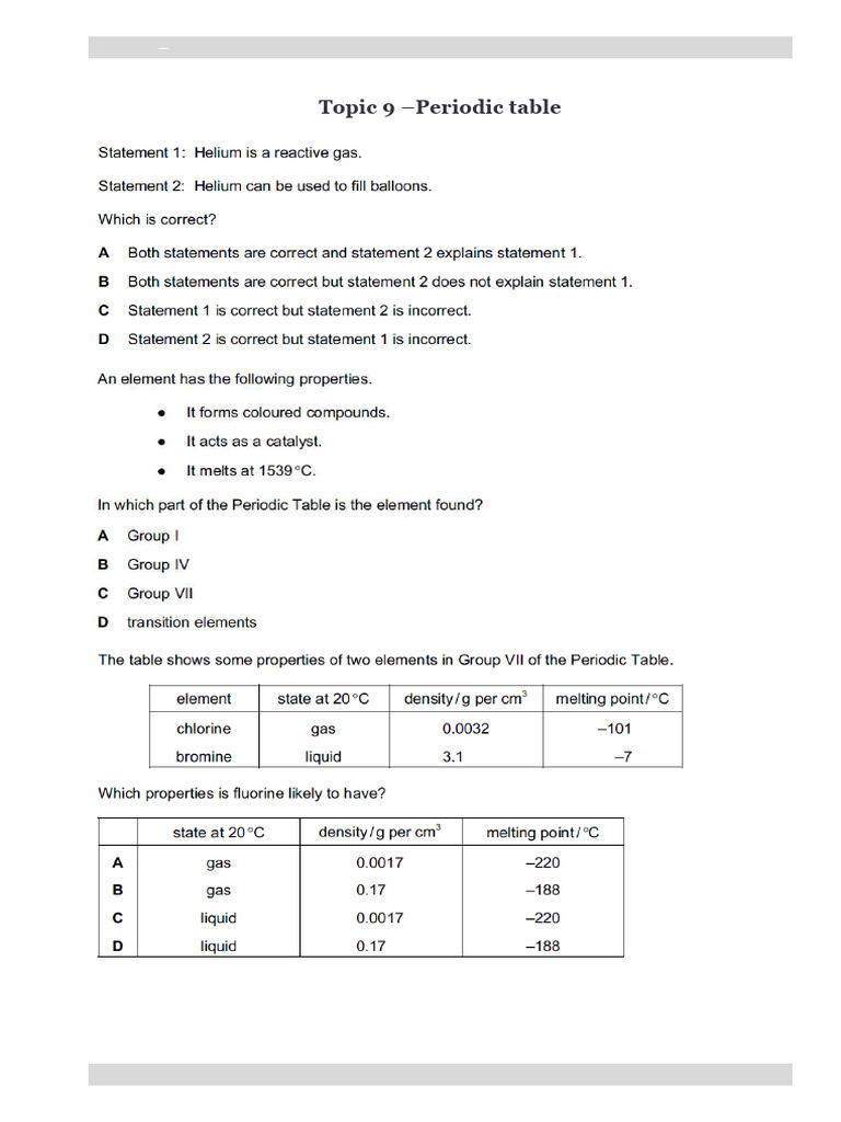 Topic 9 Periodic Table-2 | PDF