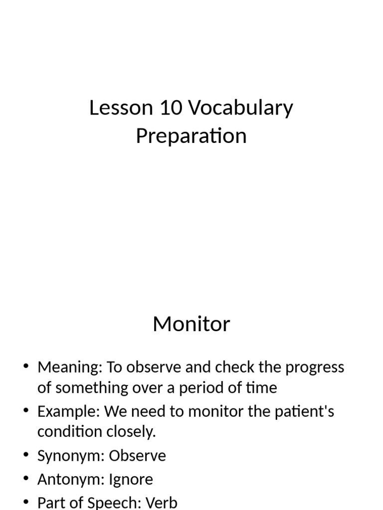 Lesson 10 Vocabulary Words Explained | PDF