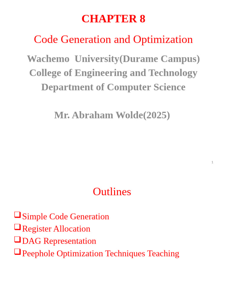 Compiler Design Lec-8Code Generation and Optimization | PDF | Compiler ...