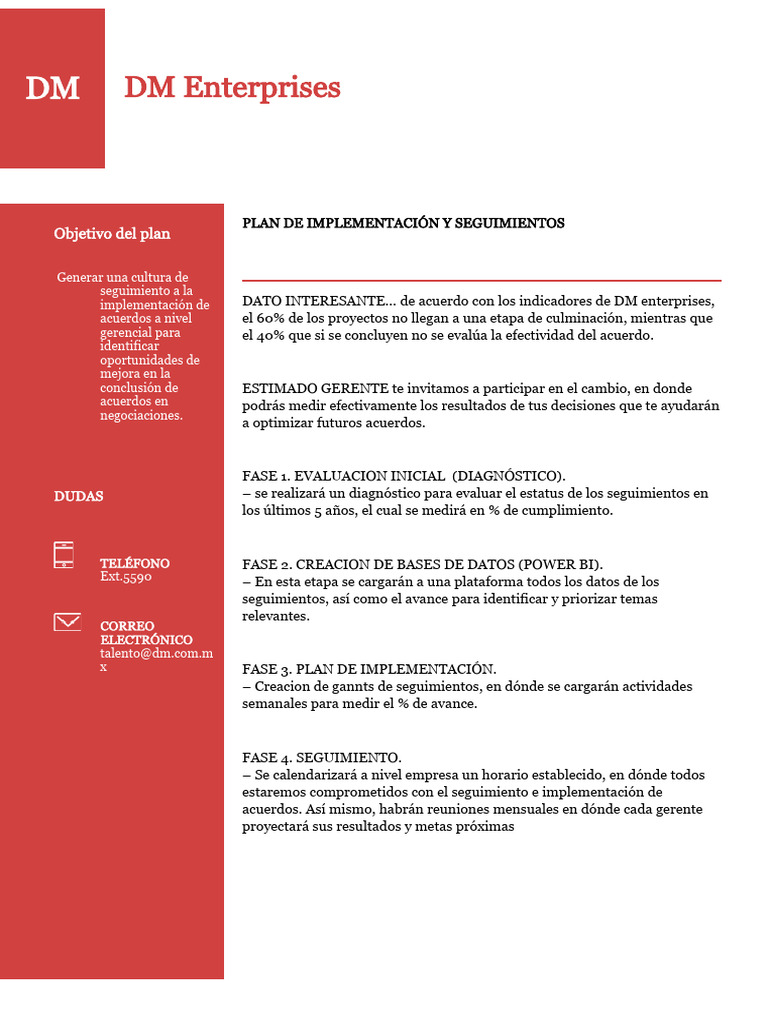 Plan de Implementacion. | PDF