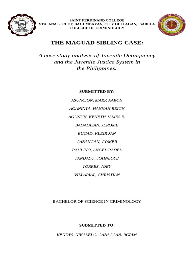Maguad Siblings Case Study Analysis | PDF | Juvenile Court | Juvenile Delinquency