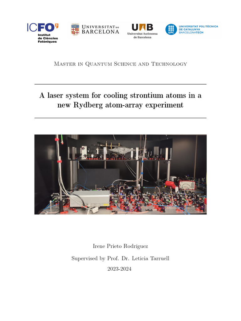 Laser Cooling Strontium for Rydberg Experiments | PDF | Spectral Line ...