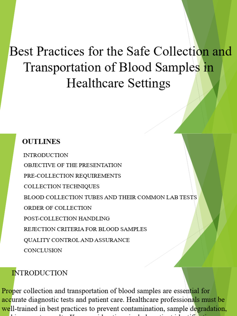 Best Practices For The Safe Collection and Transportation | PDF | Blood ...