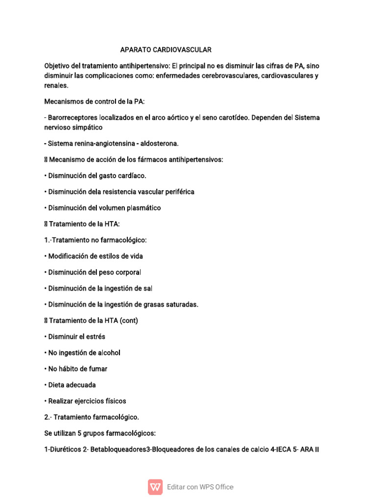 APARATO CARDIOV 2 TCP-WPS Office | PDF | Hipertensión | Especialidades ...