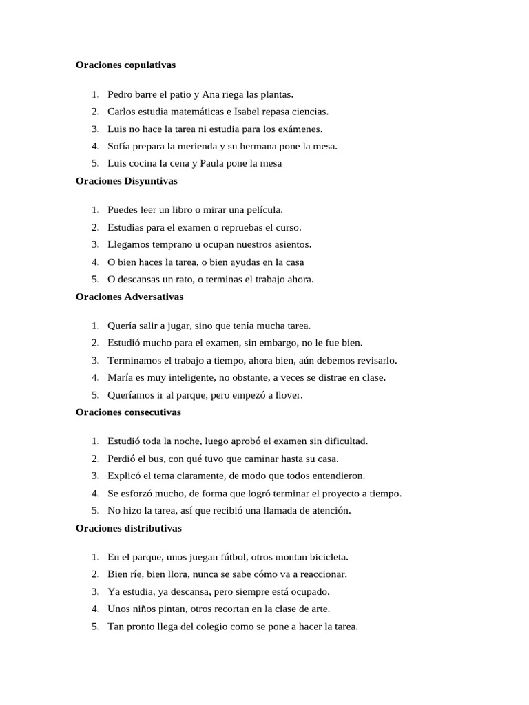 Tipos de oraciones en español | PDF