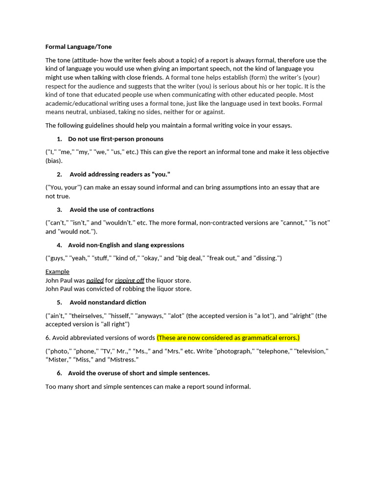 Formal Language and Report Writing | PDF | Tone (Linguistics) | Linguistics