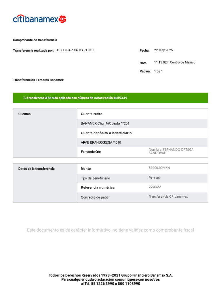 Comprobante Transferencia | PDF
