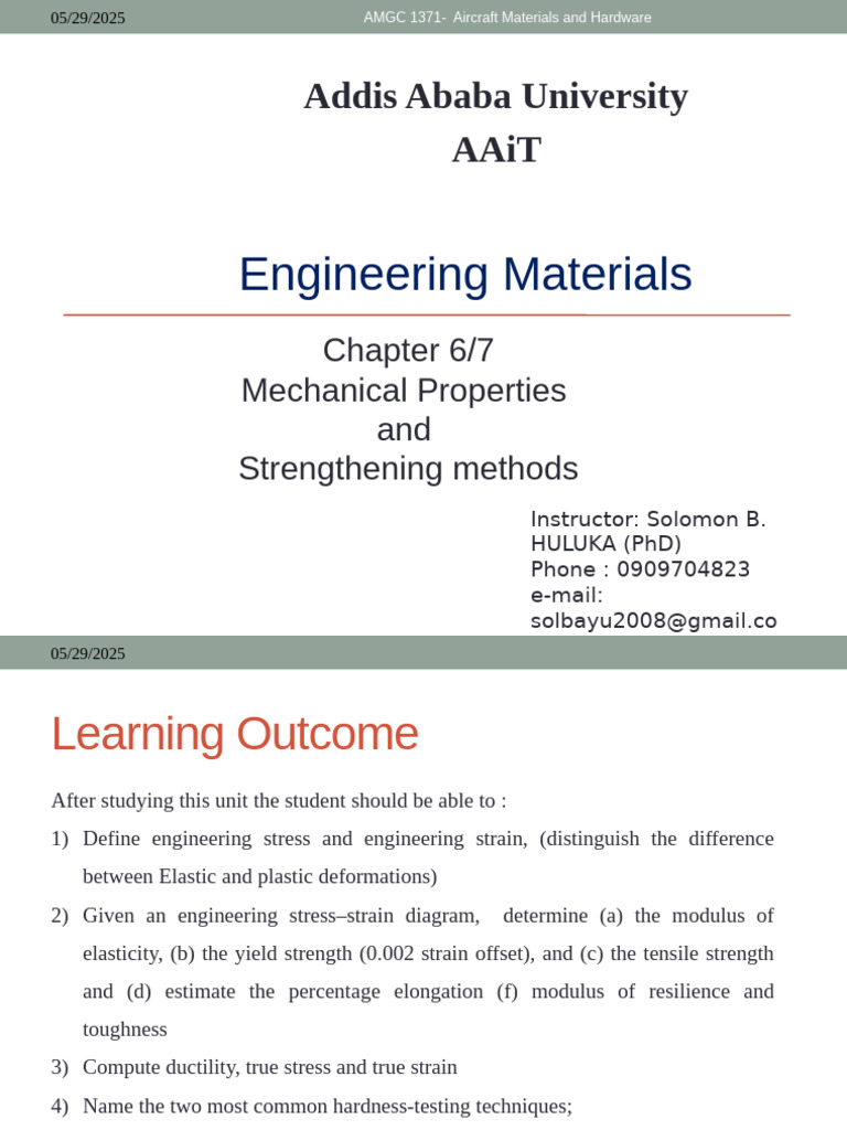 Chapter 6 Mechanical Properties Updated | PDF | Deformation (Engineering) | Young's Modulus