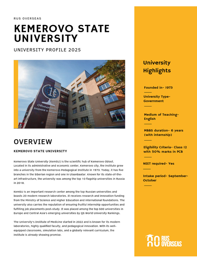 Kemerovo State Medical University Overview | PDF | University | Higher ...