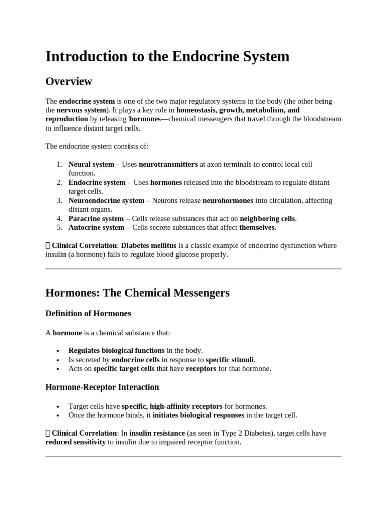 Introduction To The Endocrine System | PDF | Endocrine System ...