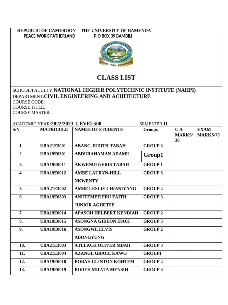 Cea 500 Laboratory Groups 2023 | PDF