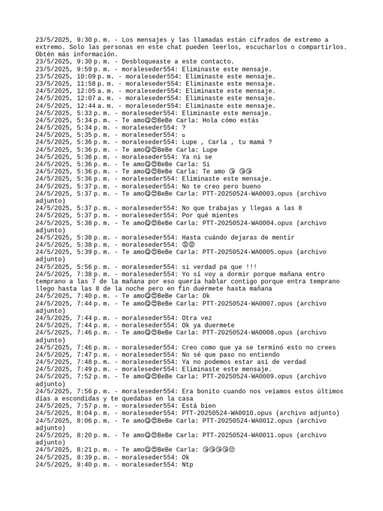 Chat de WhatsApp Con Te Amo??BeBe Carla | PDF | Chat en linea | Comunicación por medio de ...
