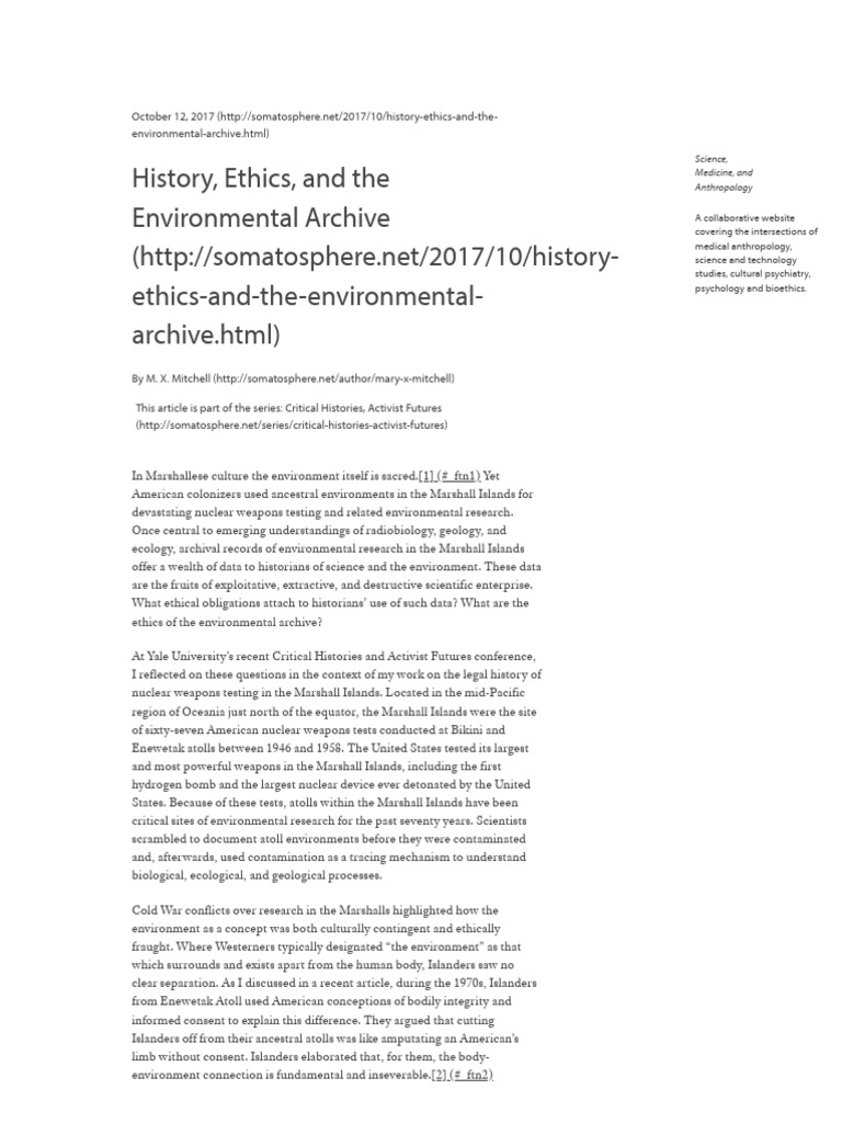 History, Ethics, and The Environmental | PDF | Science