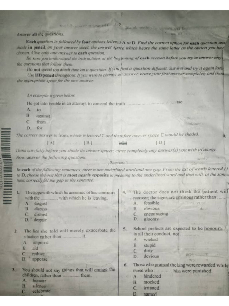 Waec 2025 English Obj Questions (Sir Lucas) | PDF