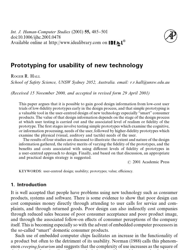 Prototyping For Usability of New Technology | PDF | Usability | Prototype