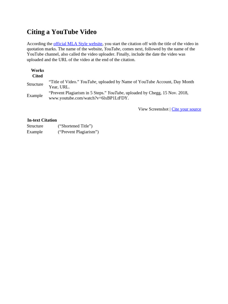 Citing A YouTube Video | PDF
