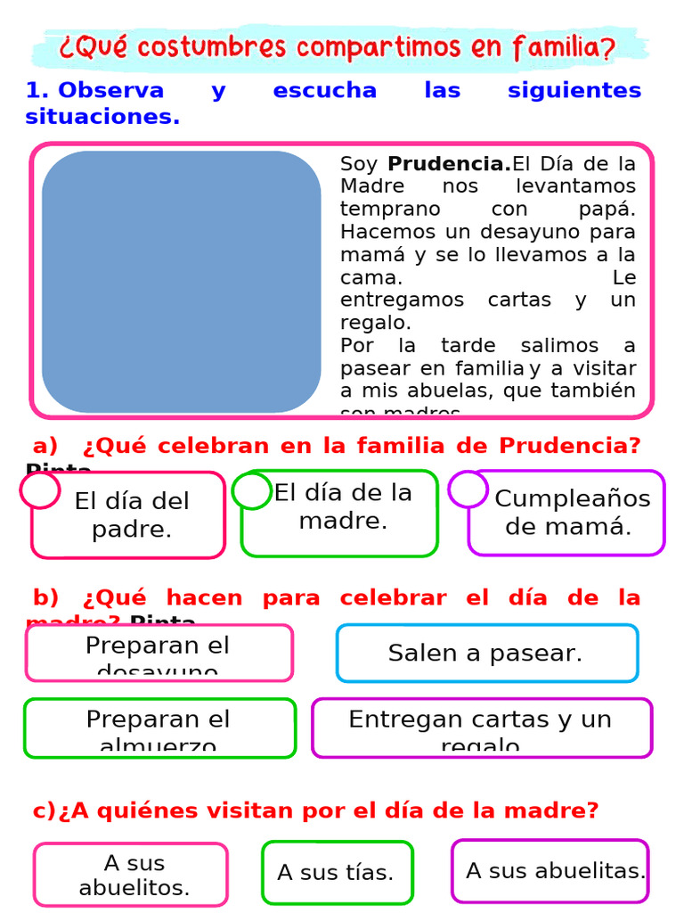 Fichas ¿Qué Costumbres Compartimos en Familia | PDF