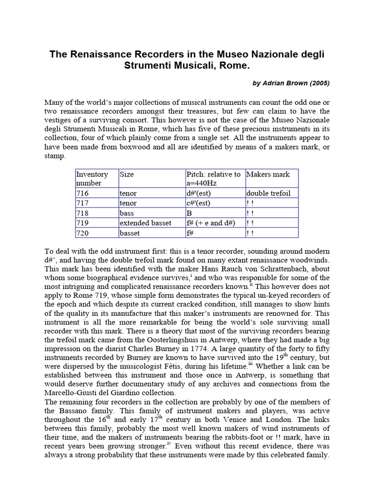 The Renaissance Recorders in The Museo Nazionale | PDF | Recorder ...