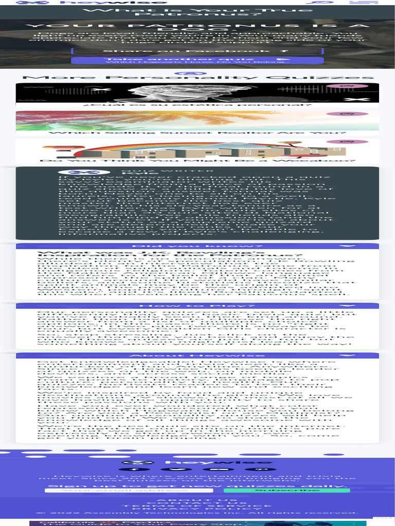What Is Your True Patronus - Heywise | PDF | Quiz