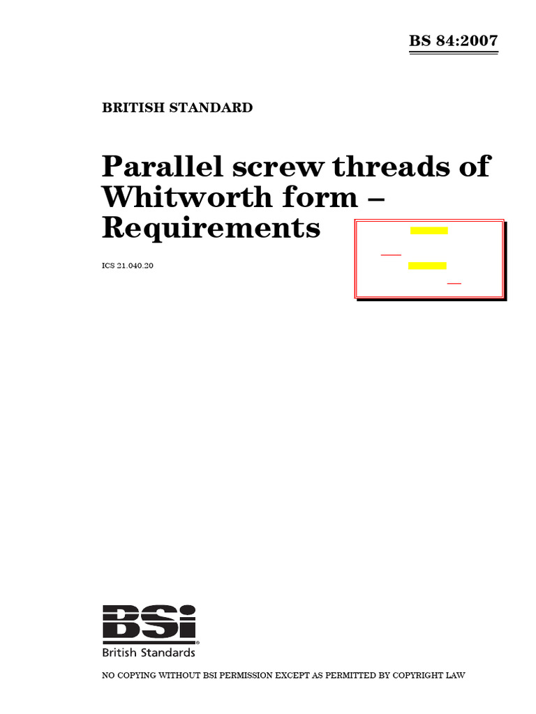 BS 84 - Whitworth | PDF | Screw | Metalworking