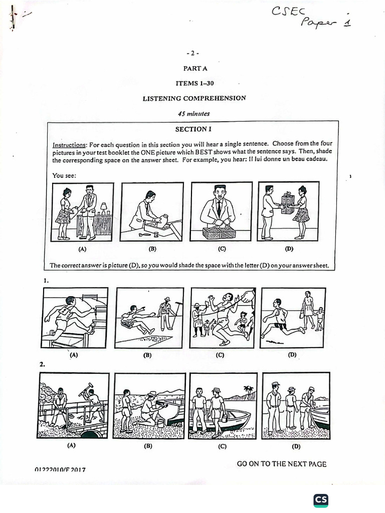 2017 paper 1 french csec student copy | PDF