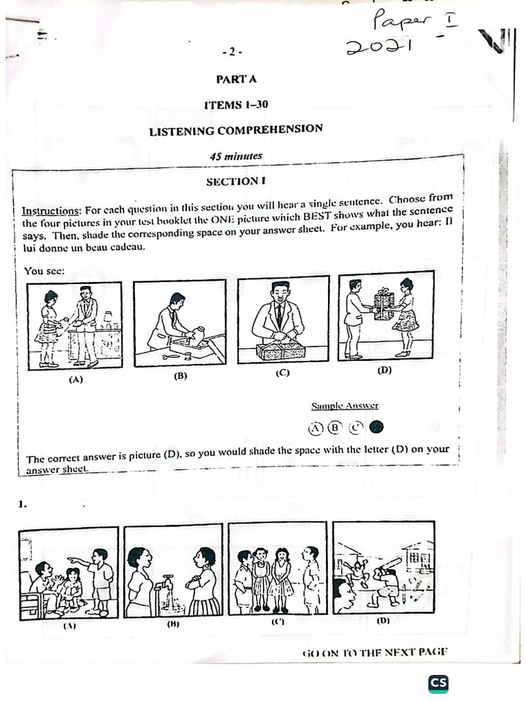 2021 Paper 1 French Csec Student | PDF