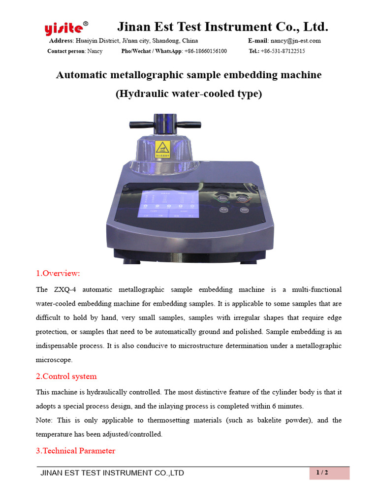 ZXQ-4 Automatic Metallographic Sample Embedding Machine (Hydraulic ...