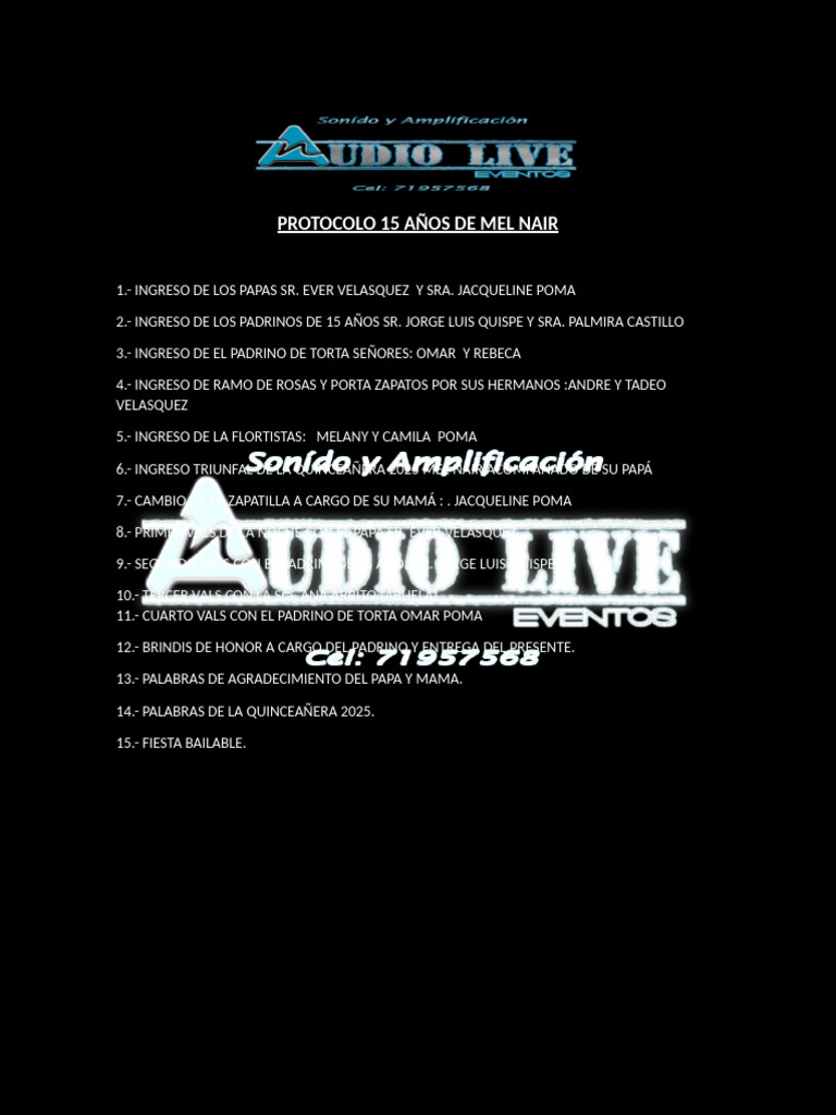 Protocolo 15 Años de Mel Nair | PDF