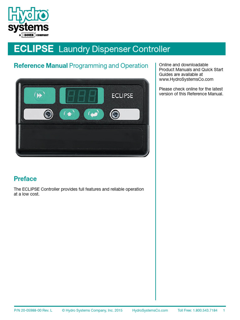 Eclipse Controller Manual | PDF | Washing Machine | Menu (Computing)