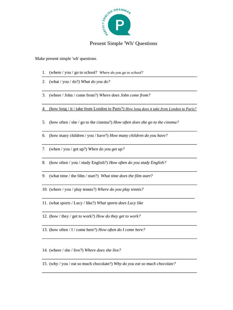 Present Simple 'Wh' Questions Guide | PDF