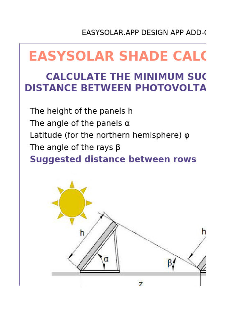 Easysolar Shade Calculator | PDF