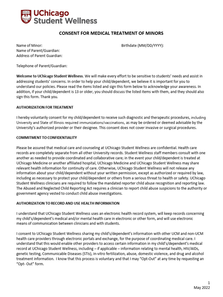 Consent For Medical Treatment of Minors | PDF | Child Abuse | Health ...