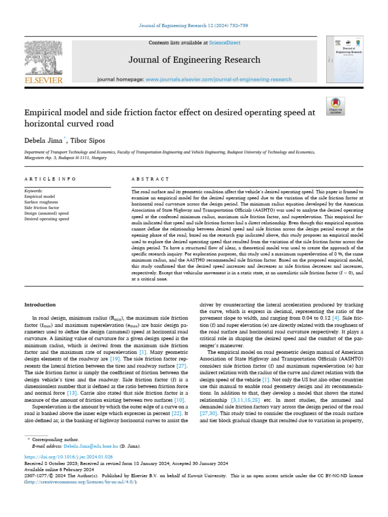 Empirical Model and Side Friction Factor | PDF | Friction | Road