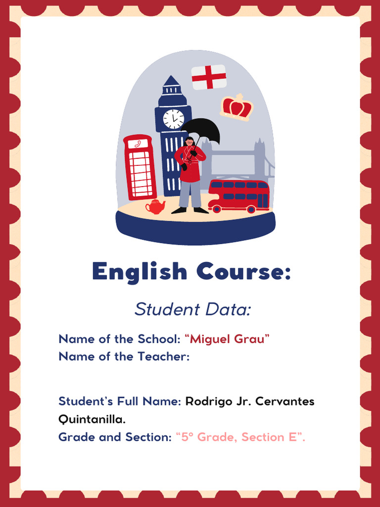 English Project Assessment Cover Page in White Red Fun Style | PDF